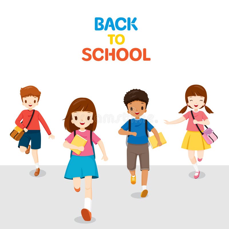 Children Running Front School Stock Illustrations – 62 Children Running ...