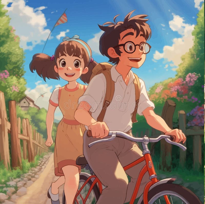 Children S Adventures on Two Wheels Stock Vector - Illustration of ...