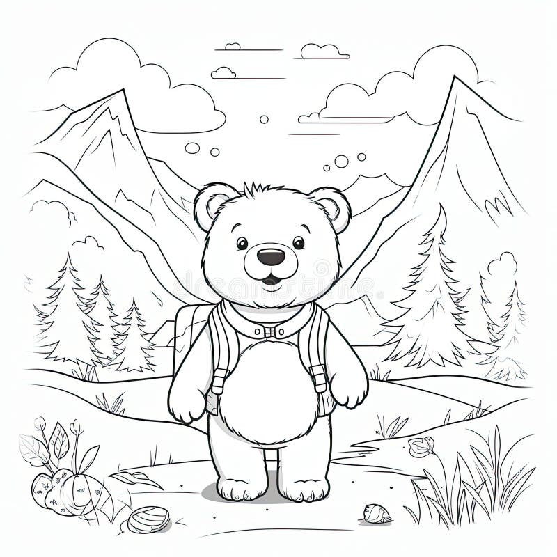 Children S Bear Coloring Book Stock Illustration - Illustration of ...