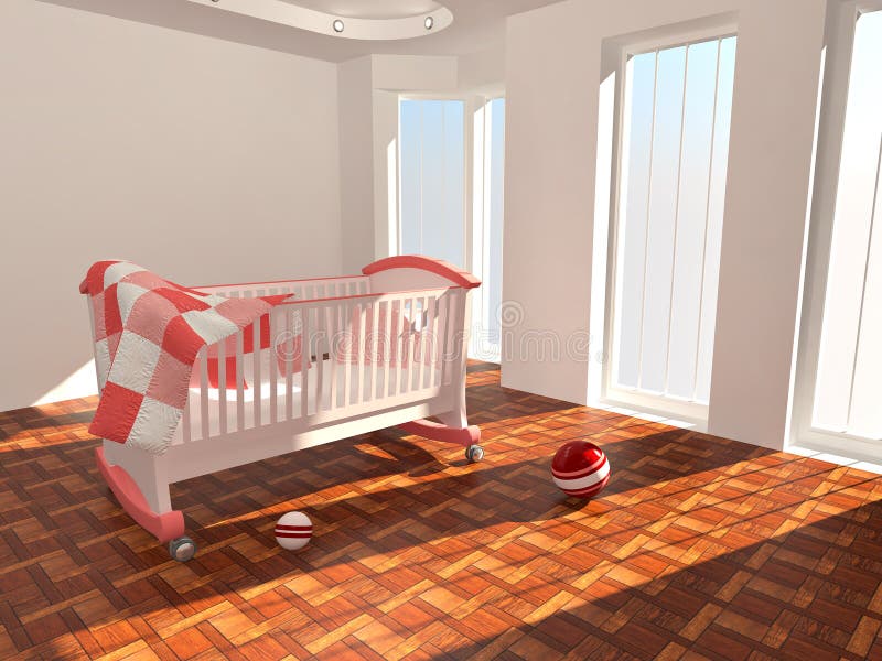 Children S Bed in an Empty Room, Lit by Sunlight Stock Illustration ...