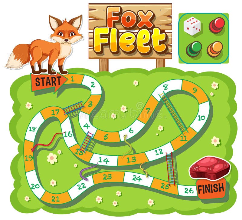 Children S Board Game with Fox and Dice Stock Vector - Illustration of ...