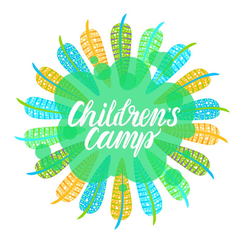 Children`s Camp Vector Illustration. Girl and the Boys are Waving Hands ...