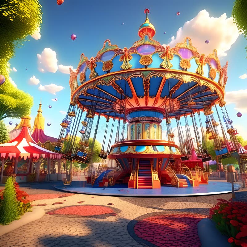 Children S Carousel, Ai-generatet Stock Illustration - Illustration of ...