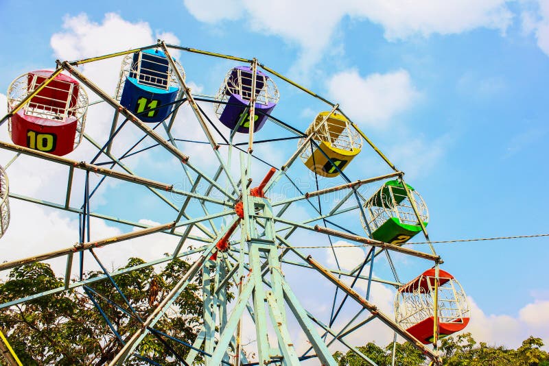 Children S Carousel with Colored Booths Stock Photo - Image of family ...
