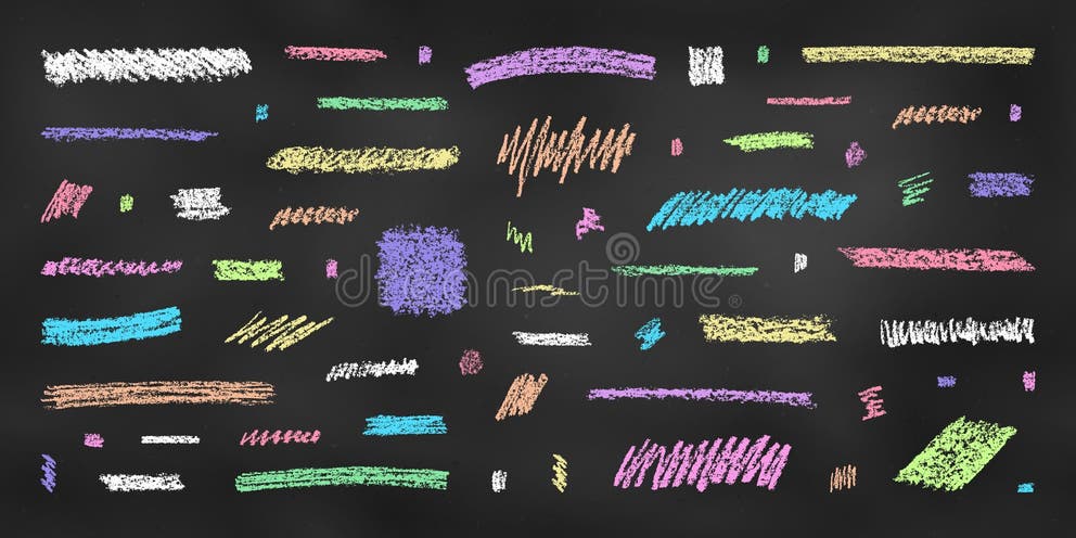 Children S Chalk Drawn Sketch. Set of Design Elements Colored Scribbles ...