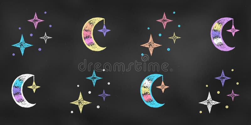 Children S Chalk Drawn Sketch. Set of Design Elements Combinations of ...