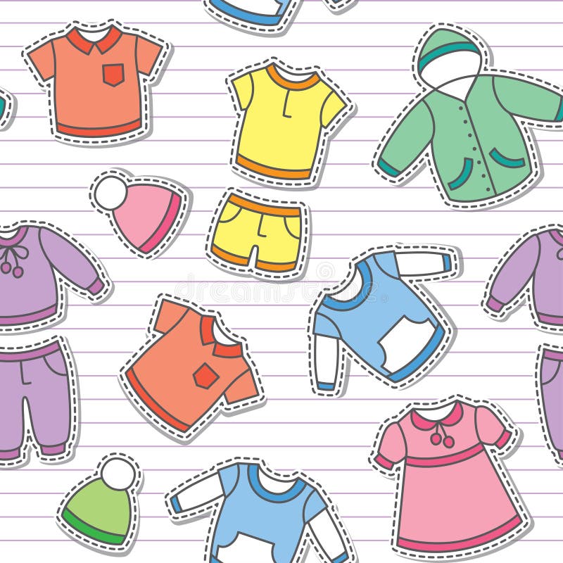 Children Clothes on Clothesline Stock Vector - Illustration of drawing ...