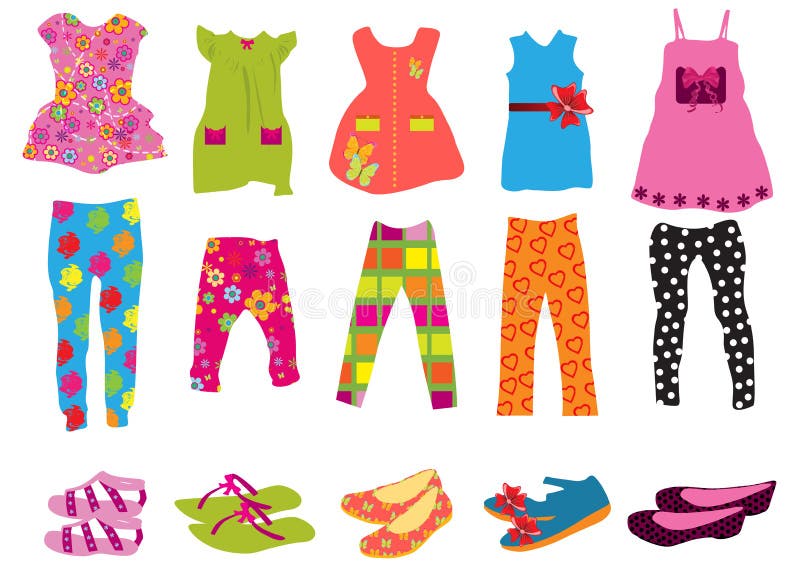 Children S Clothes for Women Stock Vector - Illustration of button ...