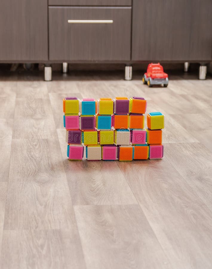 Children`s Colored Cubes on the Floor Stock Image - Image of figure ...