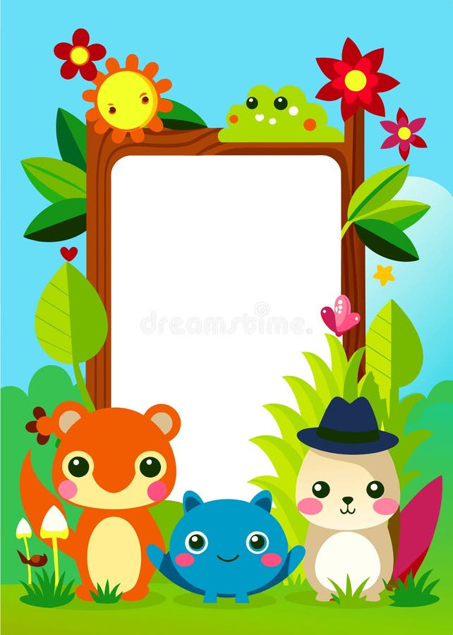 Children S Colorful Frame with Cartoon Animals. the Frame is Made Using ...