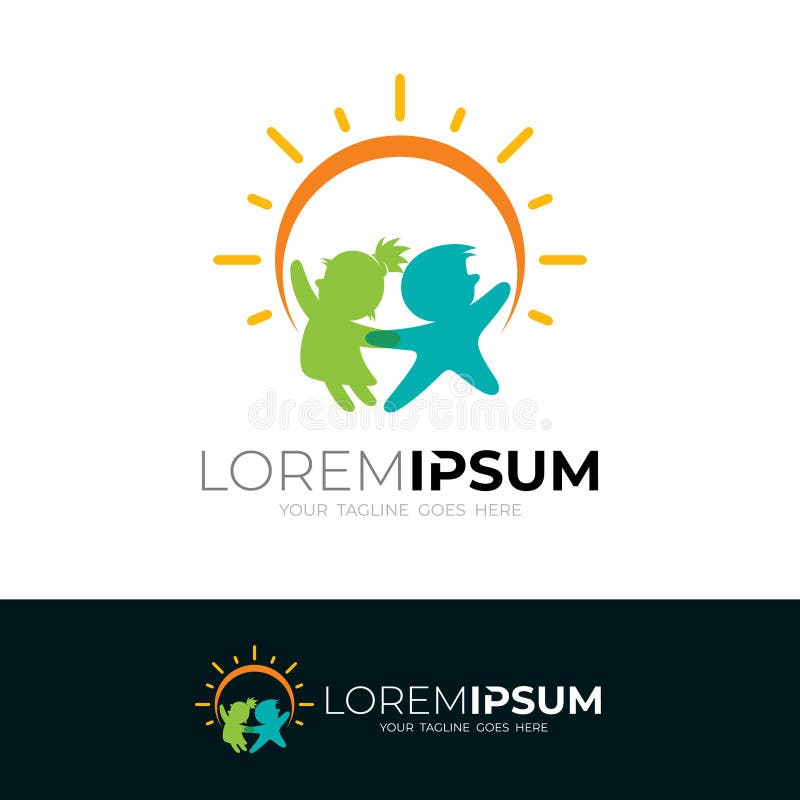 Children S Community Logo Icon of Two Small Children Playing Stock ...