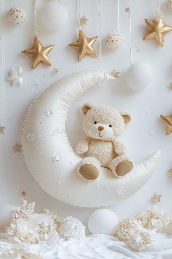 Children S Concept Moon and Teddy Bear. Selective Focus Stock Photo ...
