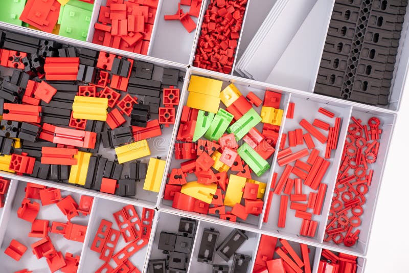 Children`s Constructor Color Plastic Parts Building Blocks Stock Photo ...