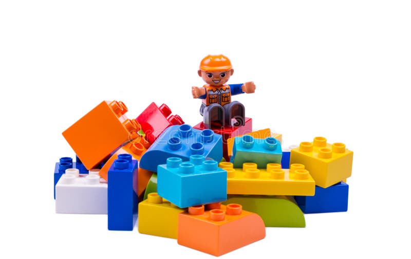 Children`s Constructor on a White Background Stock Image - Image of ...