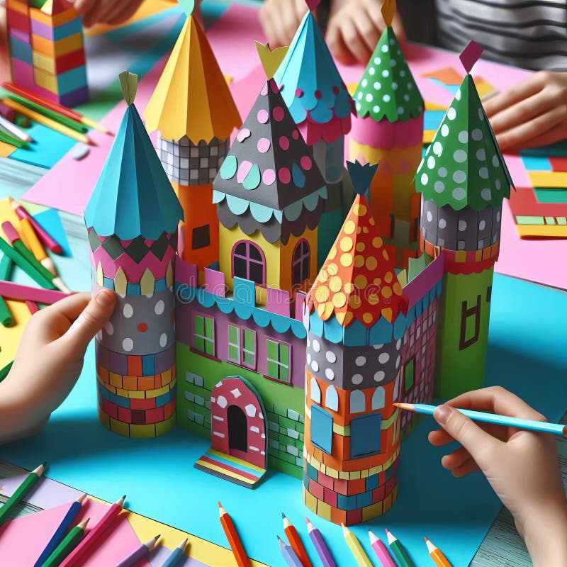 63 61 Children S Craft of Constructing a Paper Castle Using Col Stock ...