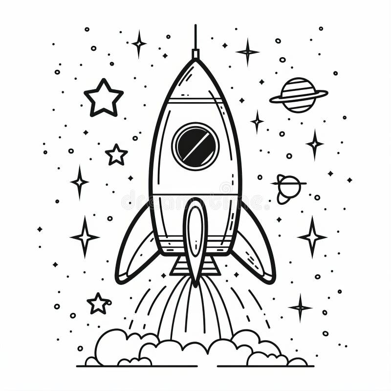 For Children S Craft Projects. Illustration of a Rocket Taking Off for ...