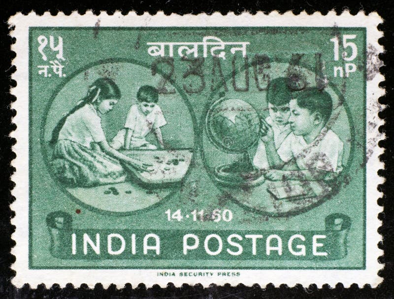 Children S Day in Vintage Indian Stamp Editorial Photography - Image of ...
