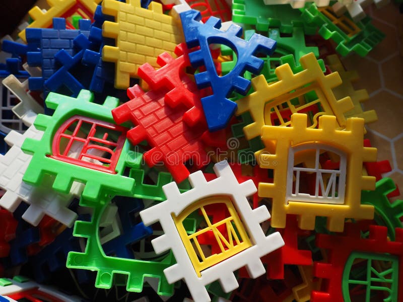 Children`s Designer Toy. Plastic Bright Multi-colored Blocks for ...