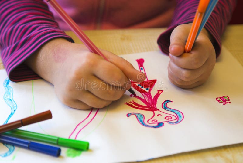 Children s drawing stock image. Image of child, drawing - 47093513