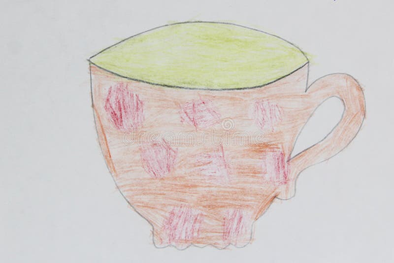 Children`s Drawing of Cup Made by Pencils Stock Illustration ...