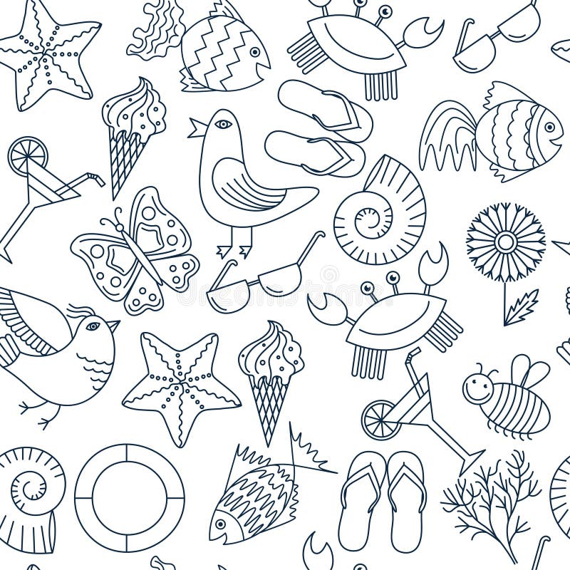 Children S Drawing. Summer Background. Seamless Texture Stock Vector ...