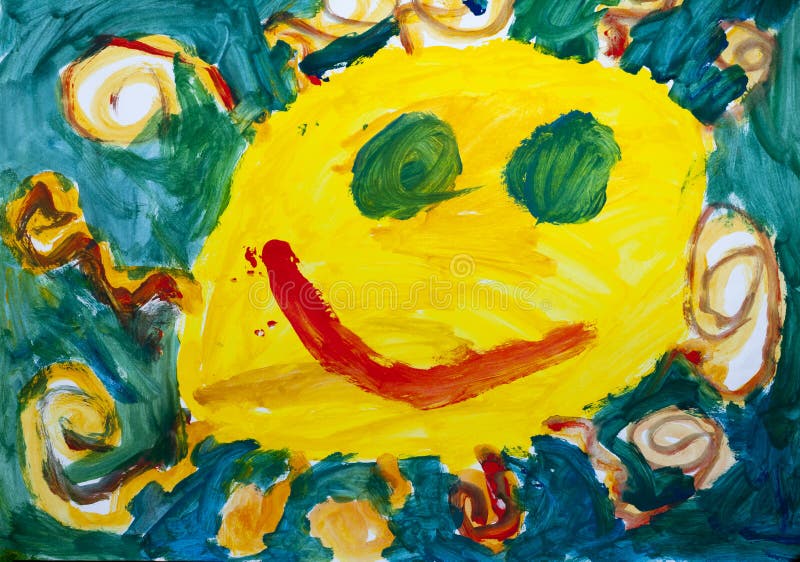 Children`s Drawings - Sun in the Sky Stock Illustration - Illustration ...