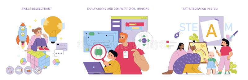Children S Education and STEAM Stock Vector - Illustration of vector ...