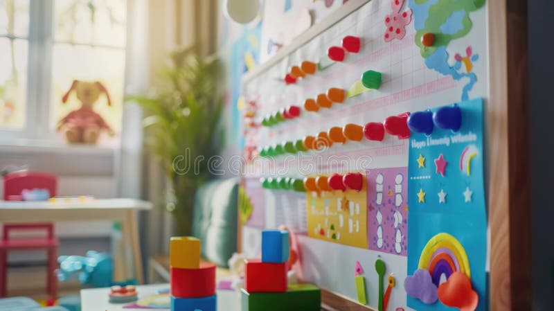 Children S Educational Activity Board in Playroom Stock Illustration ...