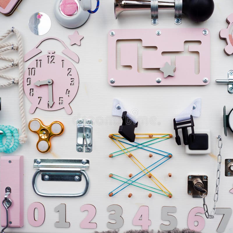 Children`s Educational Board, Various Tactile Elements Stock Image ...