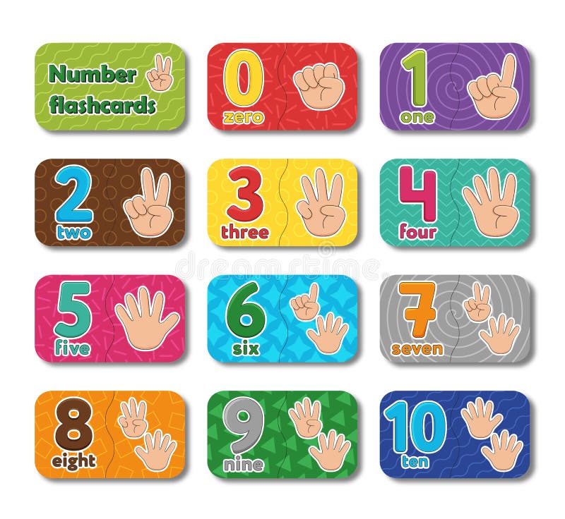 Children S Educational Flashcards with Numbers. Counting on the Fingers ... Children S Educational Flashcards with Numbers. Counting on the Fingers ...