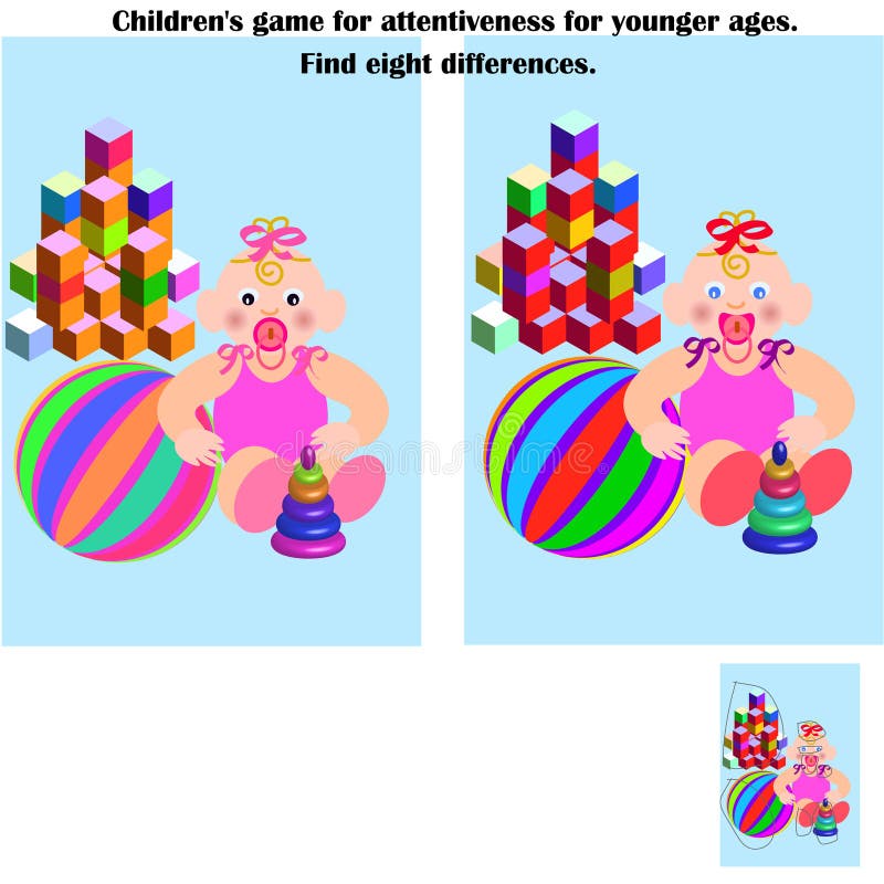 Children S Educational Game. Find the Differences Stock Illustration ...