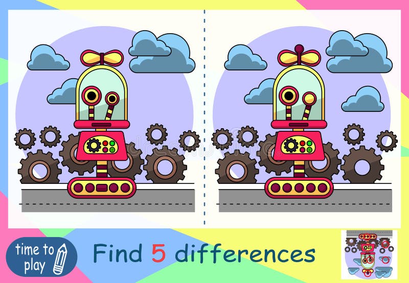 Find the Difference. Robots Stock Vector - Illustration of font ...