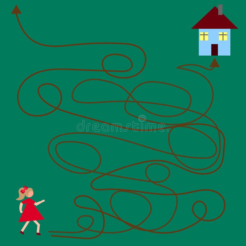 Children S Educational Game. the Girl is Looking for the Right Way Home ...