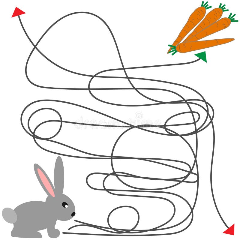 Children S Educational Game. Rabbit is Looking for the Right Way To ...