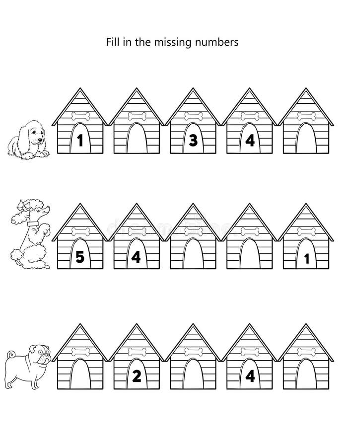Children S Educational Worksheet with Doghouses for Number Recognition ...