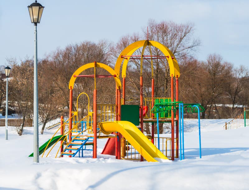 Playground in winter stock photo. Image of cold, january - 30255192