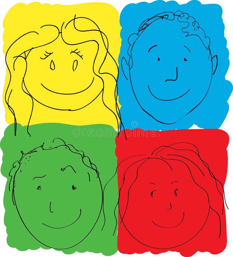 Children S Faces, Primary Colors Stock Vector - Illustration of colors ...
