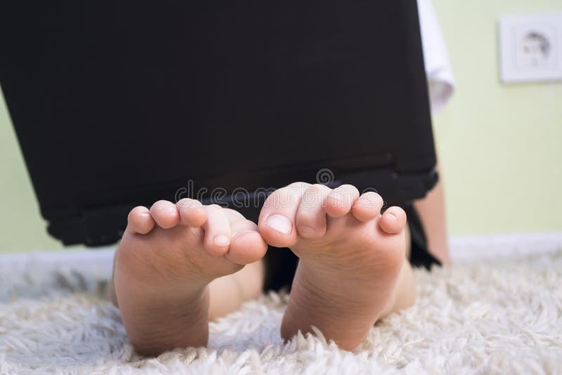 Children& X27;s Feet and Laptop Stock Photo - Image of laptop ...