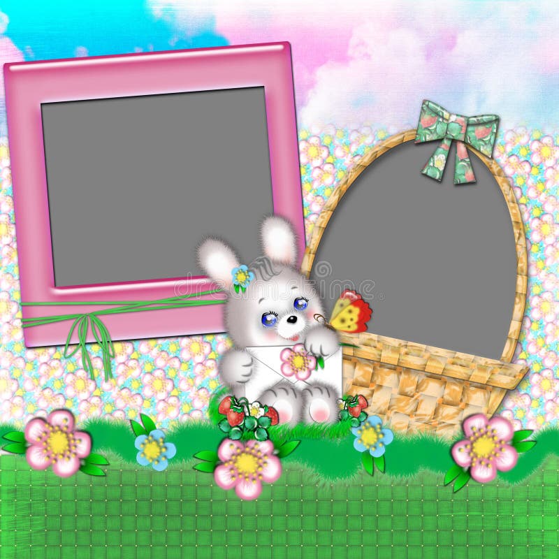 Blue and Pink Rabbit stock vector. Illustration of sitting - 8501549