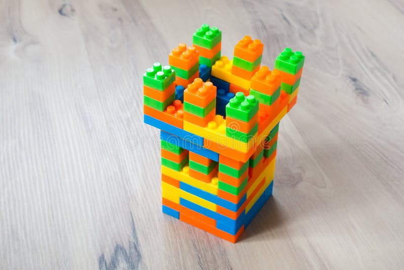 Children`s Game Constructor. Multi-colored Plastic Blocks Stock Photo ...