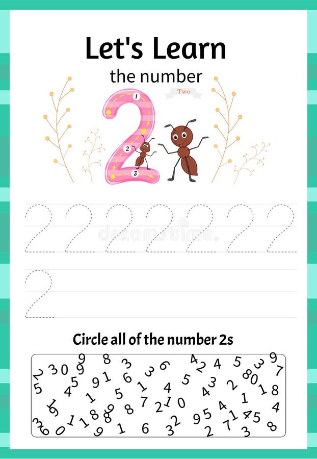 Children`s Game Let`s Learn the Number Two. Cartoon Style Stock ...