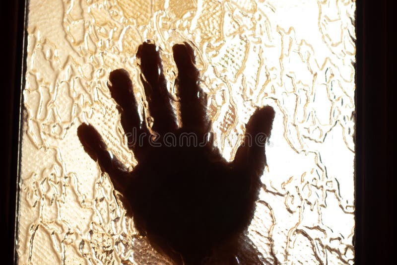 Children`s Hand on Glass Window during Quarantine Self-isolation Stock ...