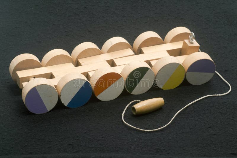 Children S Hand Made Pull Wood Train Car Toy Wheels Stock Photo - Image ...