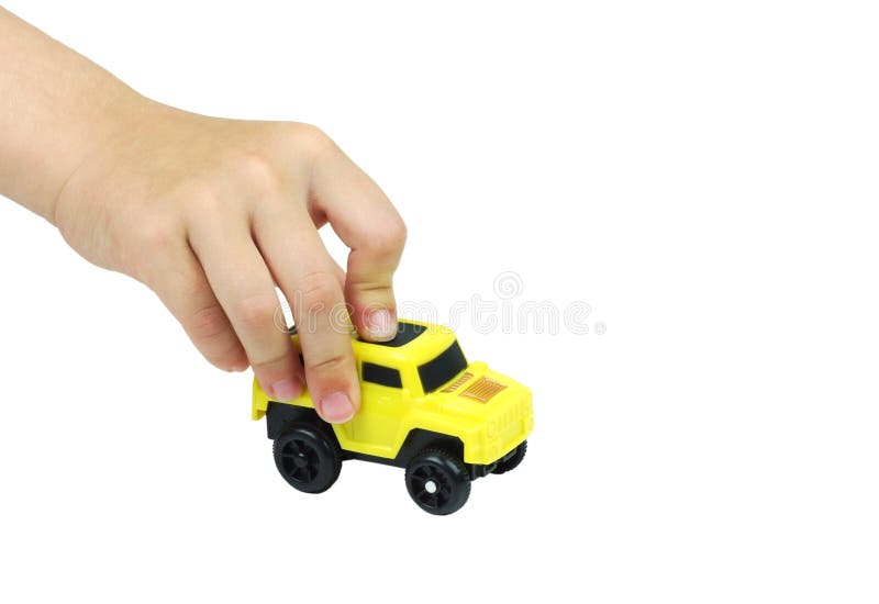 Children`s Hand with a Yellow Car Stock Photo - Image of travel, object ...