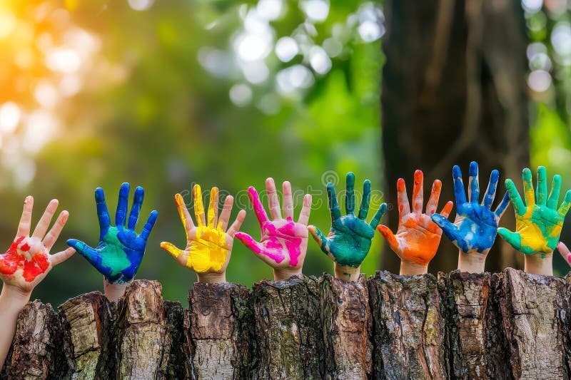 Children S Handprints on a Tree for a Concept of Cultural Diversity ...