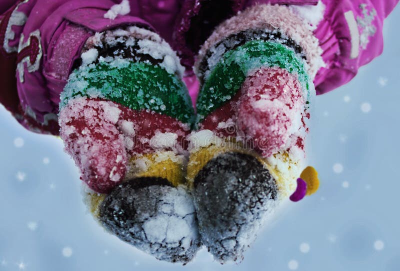 Children`s Hands Catch Snowflakes Stock Image - Image of miracle ...