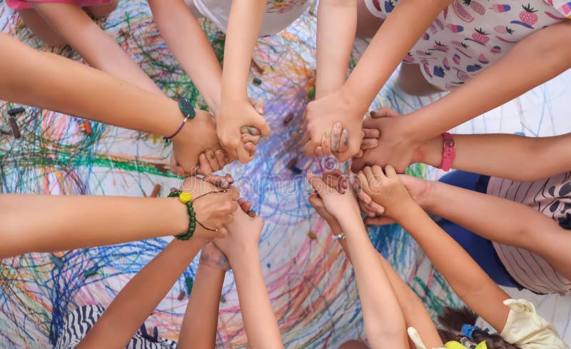 Children S Hands in the Form of a Circle. the Concept of Unity of ...