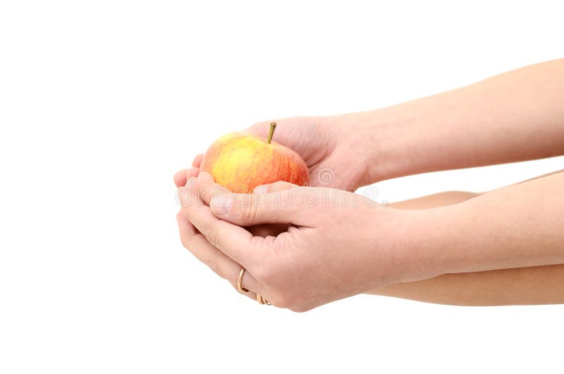 Man give apple to the girl stock photo. Image of isolated - 7796920