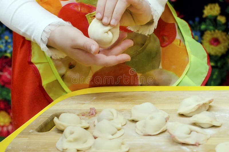 Children's Hands Make Dumplings Master Class Making Stock Photos - Free ...