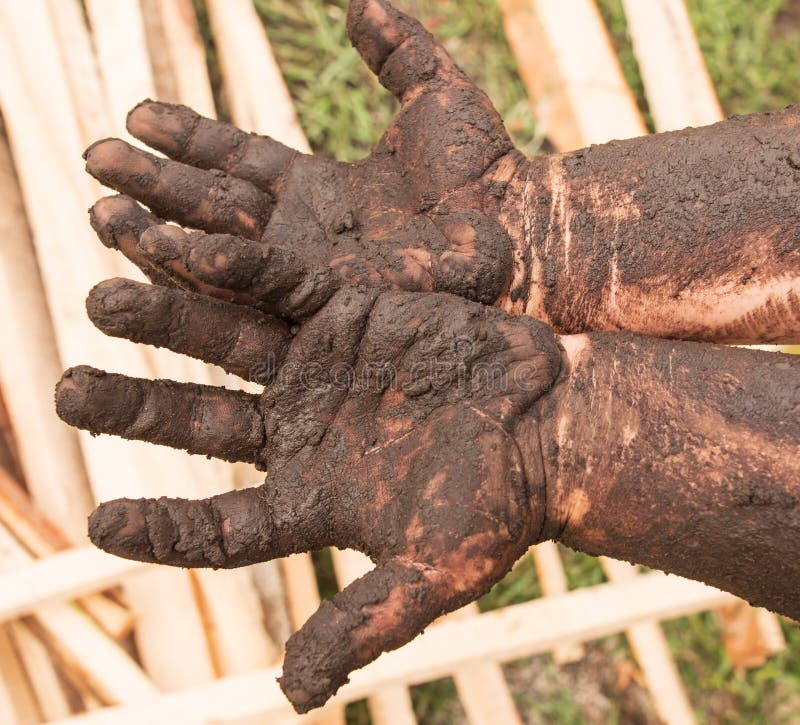 Children`s Hands in the Mud Stock Photo - Image of hands, children ...